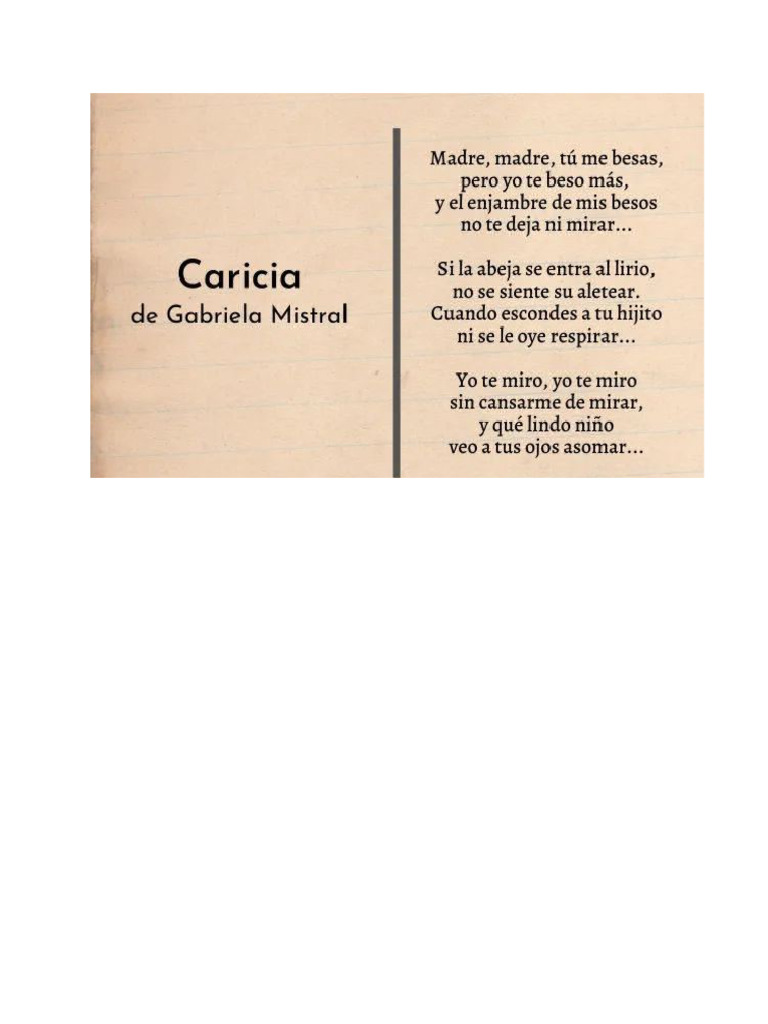 Caricia de Gabriela Mistral | PDF