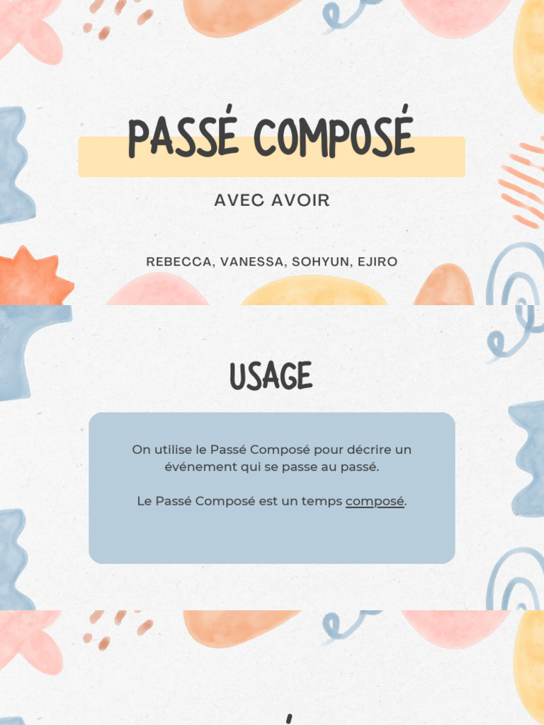 Passé Composé : Avoir et Verbes Irréguliers | PDF | Verbe | Linguistique