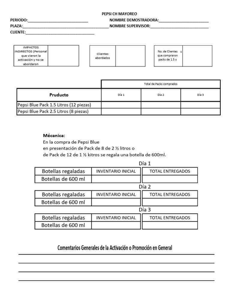FORMATO Pepsi CH Mayoreo | PDF