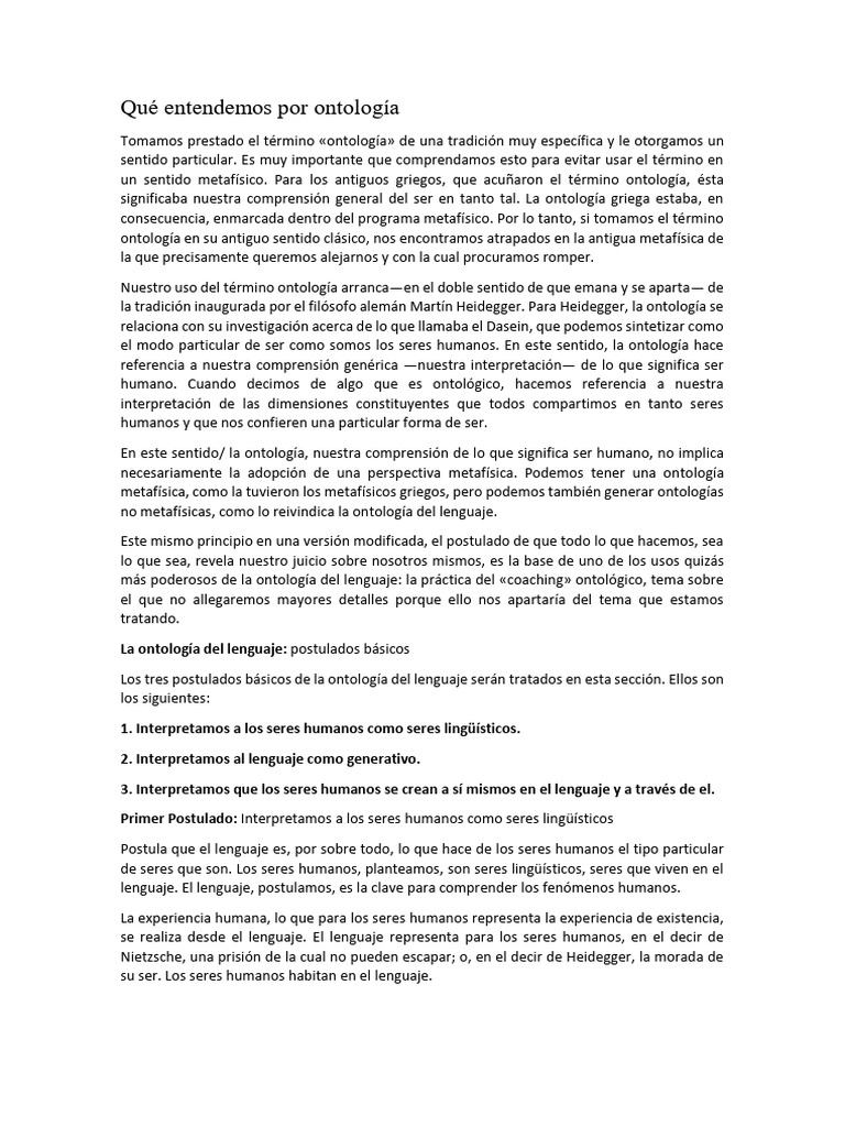 Qué Entendemos Por Ontología | PDF | Ontología | Metafísica