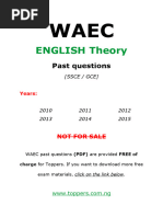 Waec - Wassce Past Questions and Answers For ENGLISH LANGUAGE-2023 | PDF