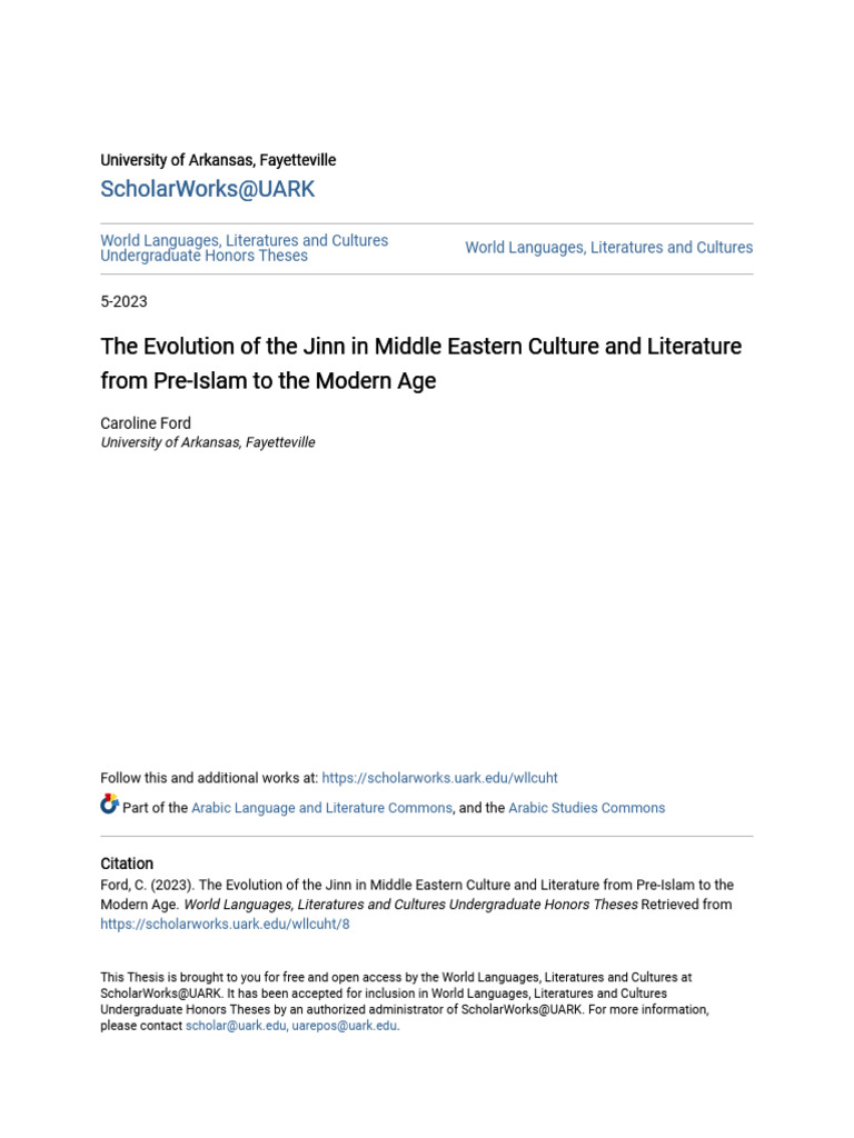 The Evolution of The Jinn in Middle Eastern Culture and Literatur | PDF ...