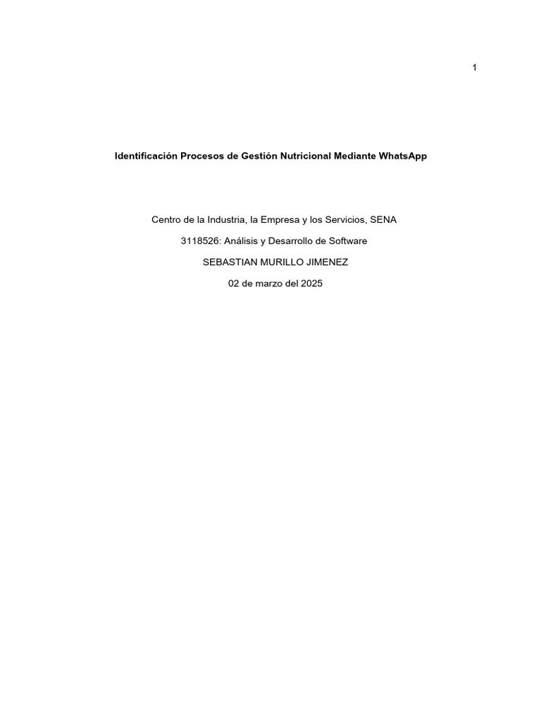 Identificacion de Procesos Sebas Murillo | PDF | Dietético | Nutrición