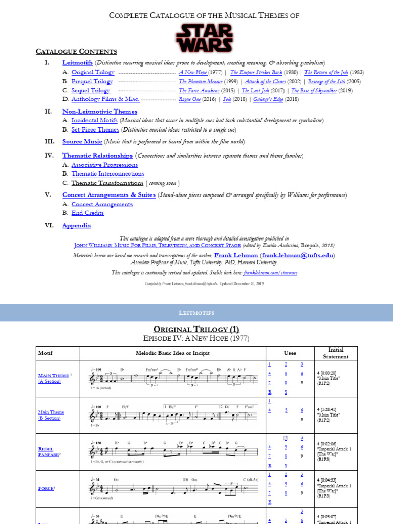 Star Wars Themes and Leitmotifs | PDF | Star Wars