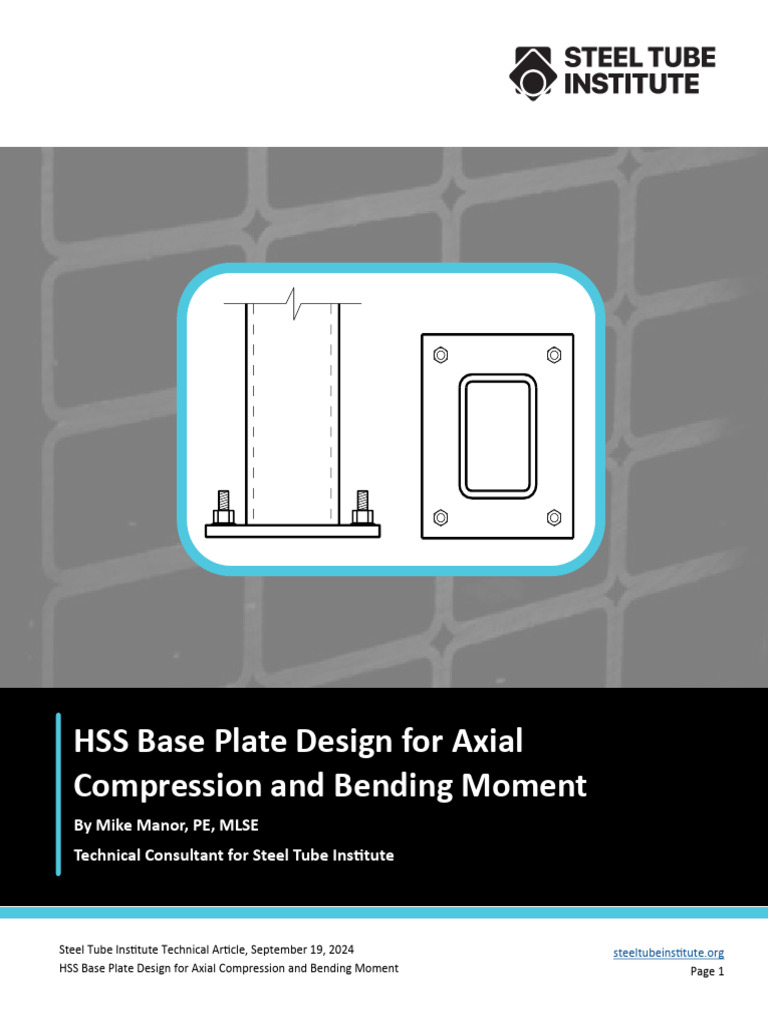 HSS Base Plate Design For Axial Compression and Bending Moment | PDF | Bending | Column
