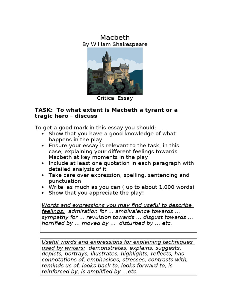 Paragraph Plan For Macbeth Essay | PDF | Macbeth