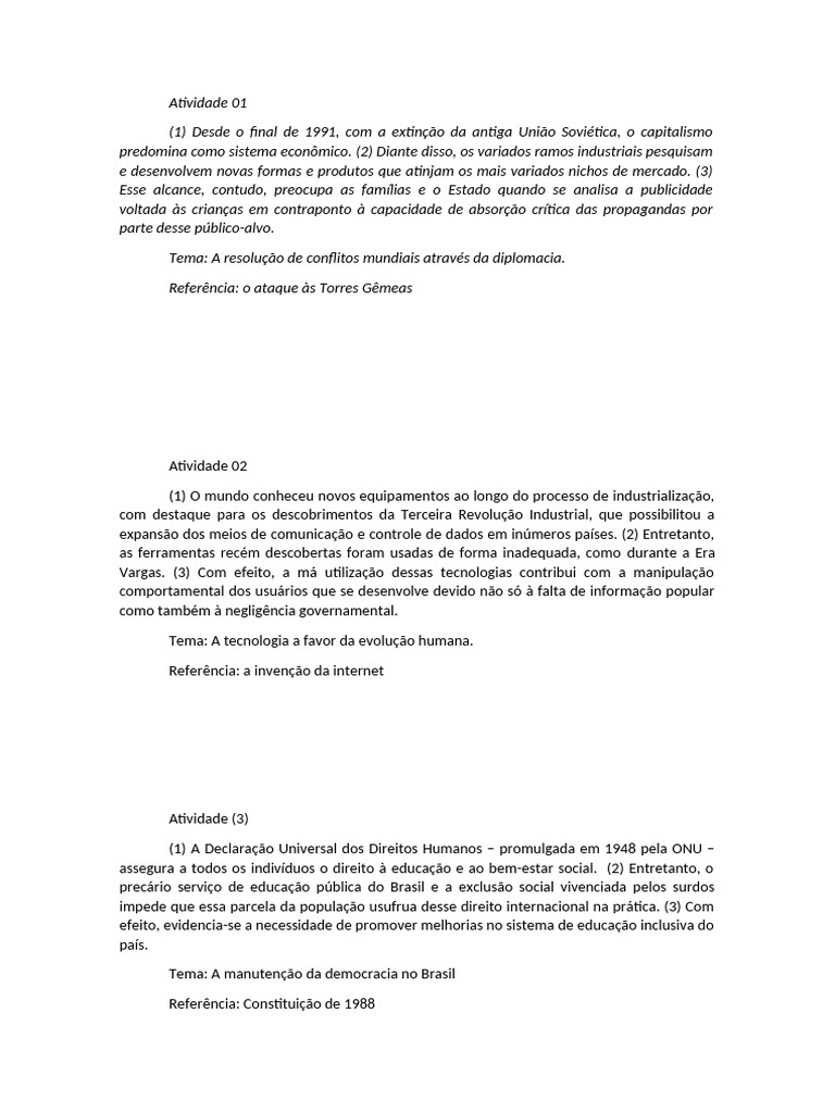 Exemplo 1º Parágrafo Fatos Históricos | PDF