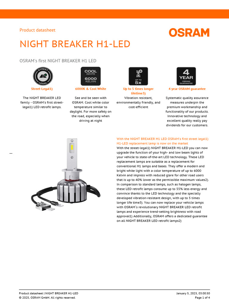 ZMP 4064801 Night Breaker H1 Led | PDF | Light Emitting Diode | Lighting