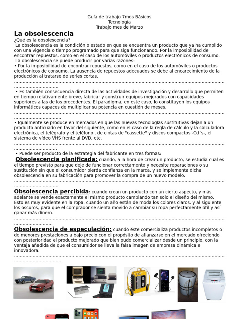 Guía de Trabajo 7mos Básicos oBSOLESCENCIA PROGRAMada | PDF | Economias