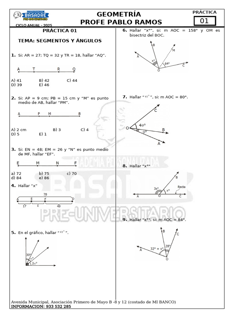 G-1 Segmentos y Ángulos | PDF | Ajedrez