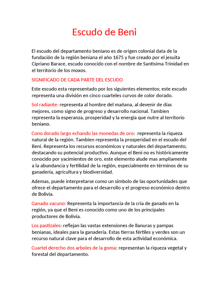 Escudo de Beni | PDF | Bolivia