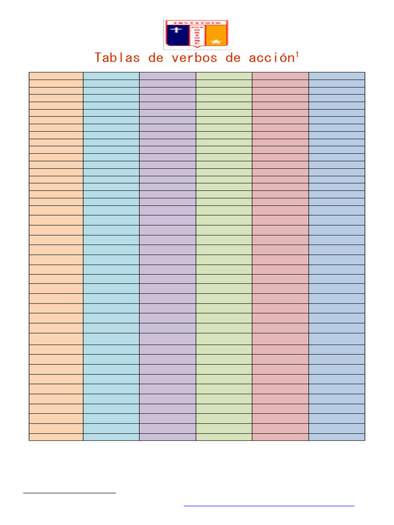 Tablas de Verbos de Accion | PDF | Aprendizaje | Ciencia cognitiva