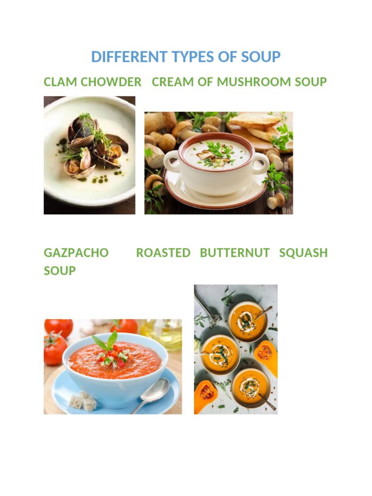 Types of Soups List | PDF