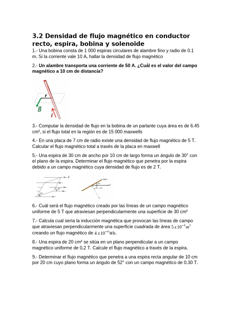 3.2 Densidad de Flujo en Conductor Recto, Espira, Bobina y Solenoide ...