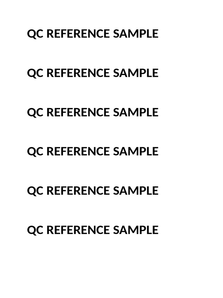QC Reference Sample | PDF