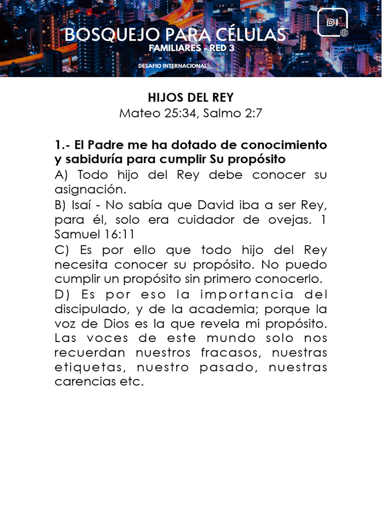 Bosquejo para células familiares - Red 3.docx (6) | PDF | Contenido bíblico