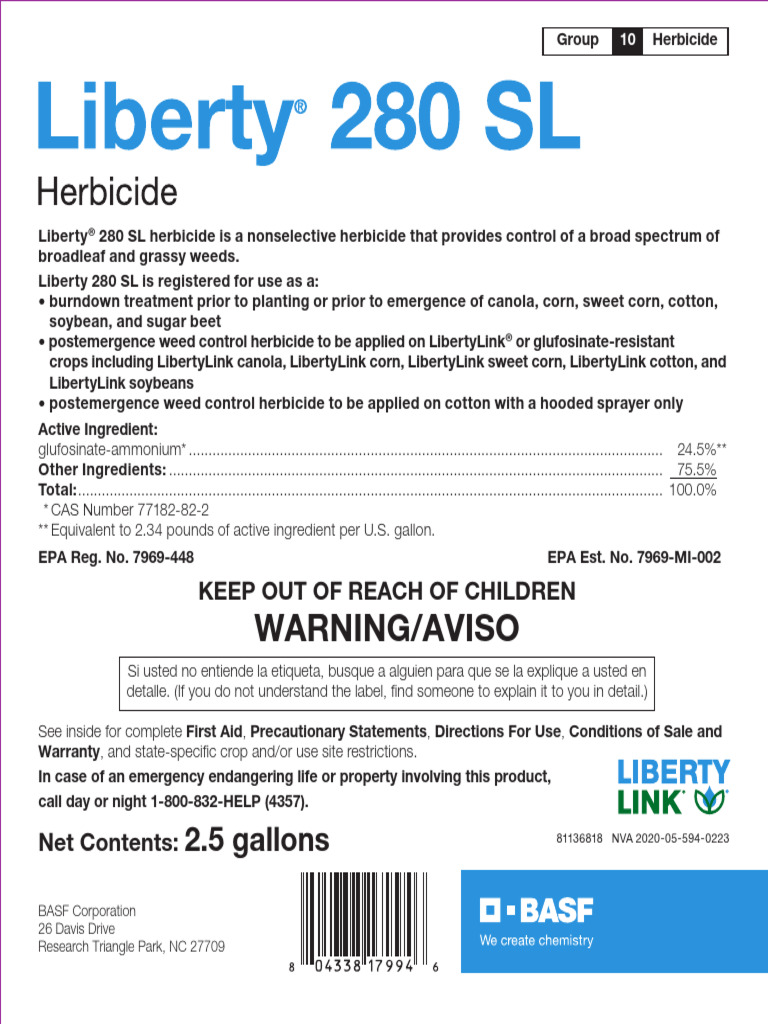 Liberty 280 SL Label 5-1-20 | PDF | Herbicide | Weed