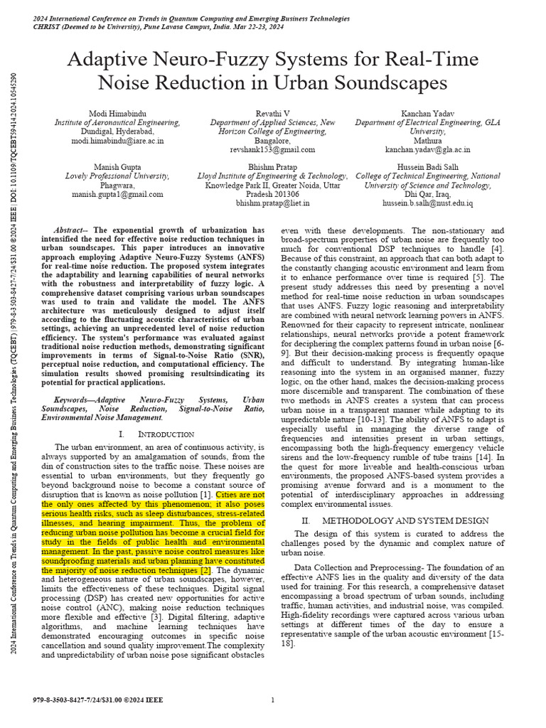 Adaptive - Neuro-Fuzzy - Systems - For - Real-Time - Noise - Reduction - in - Urban ...