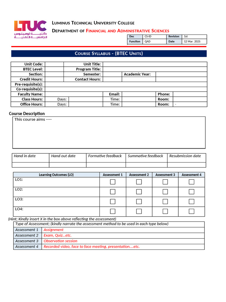 BTEC Course Syllabus Overview | PDF | Plagiarism