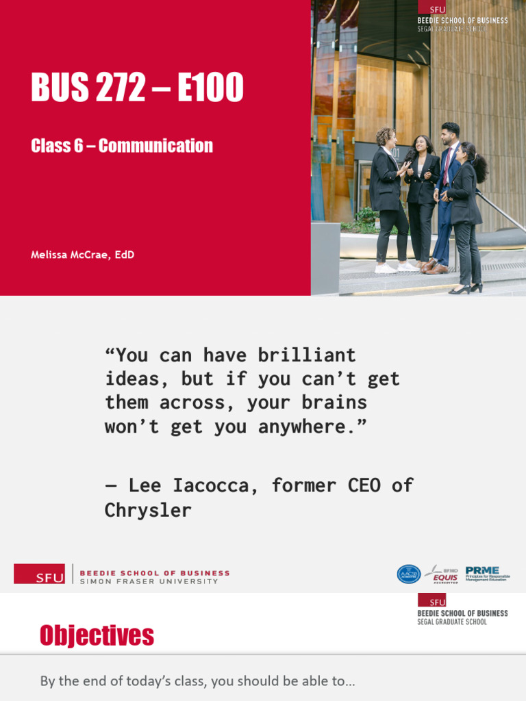 BUS 272 Class 6 Communication | PDF | Communication | Nonverbal Communication