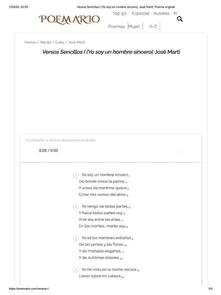 VERSOS SENCILLOS JOSE MARTI.pdf X | PDF