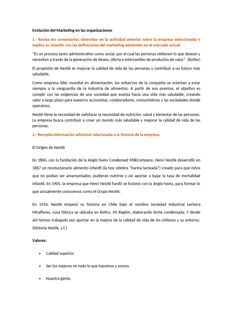 Roxana Naranjo Evolucion Del Marketing Semana2 | PDF | Hacerse un nido ...