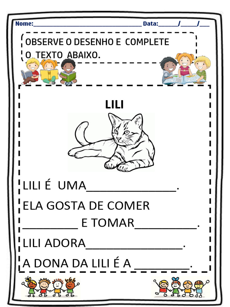 Atividades de Completar Textos 1º Ano | PDF