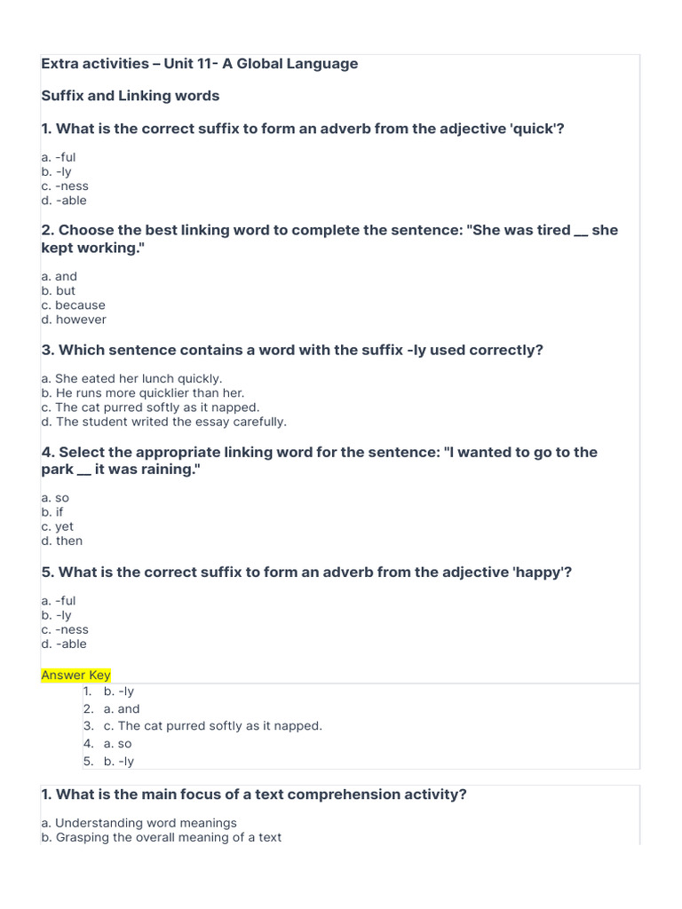 Extra Activities. Unit 11-Anytime | PDF | Traffic Collision | Adverb