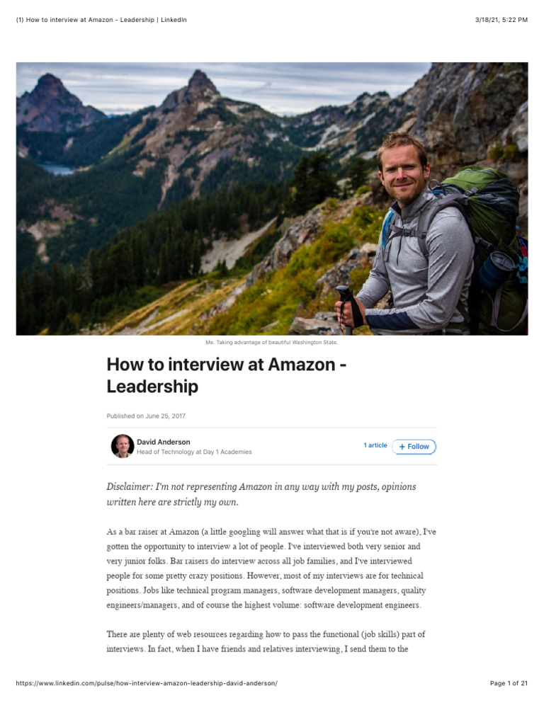 Amazon - LeadershipHow To Interview at Amazon - Leadership - LinkedIn | PDF | Leadership | Linked In