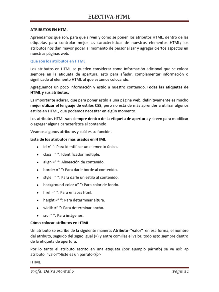 2 Atributos en HTML | PDF | HTML | Desarrollo web