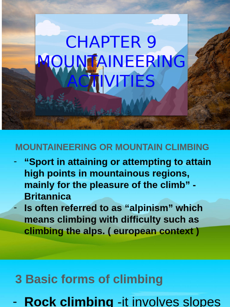 Mountaineering Activities | PDF | Hiking