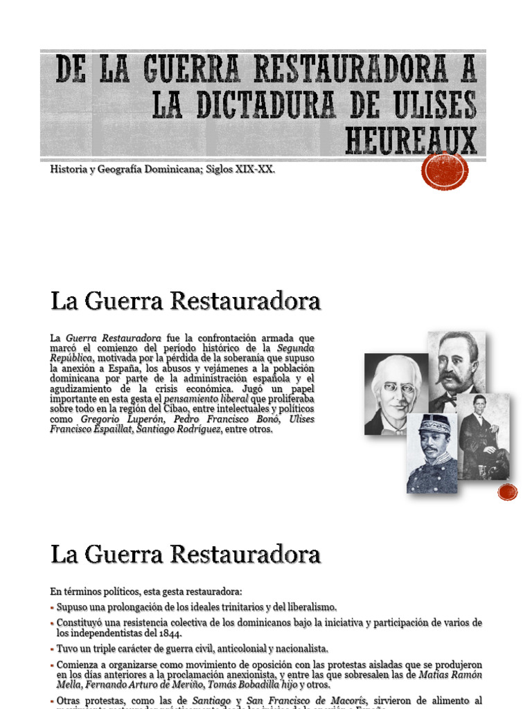 De La Guerra Restauradora A La Dictadura de Ulises Heureaux | PDF ...