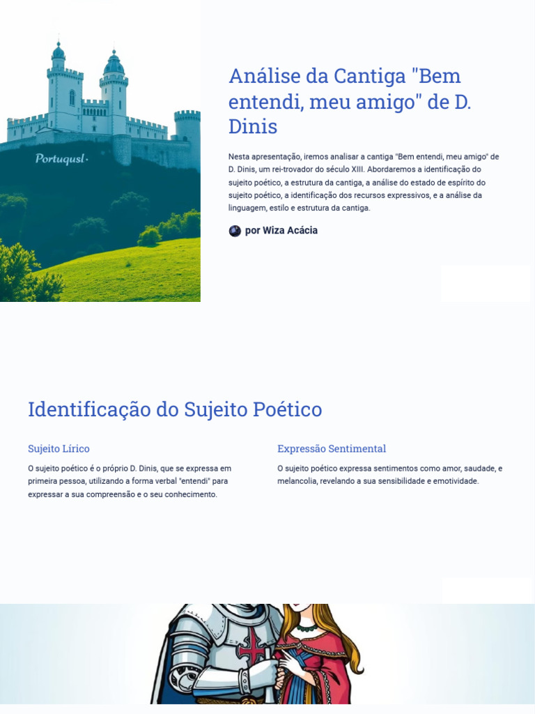 Analise Da Cantiga Bem Entendi Meu Amigo de D Dinis | PDF | Poesia | Amor