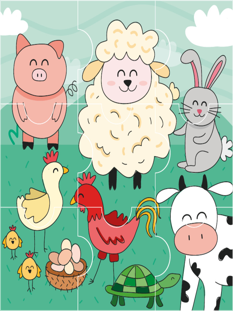 Rompecabezas de Animales de La Granja para Imprimir A Color | PDF
