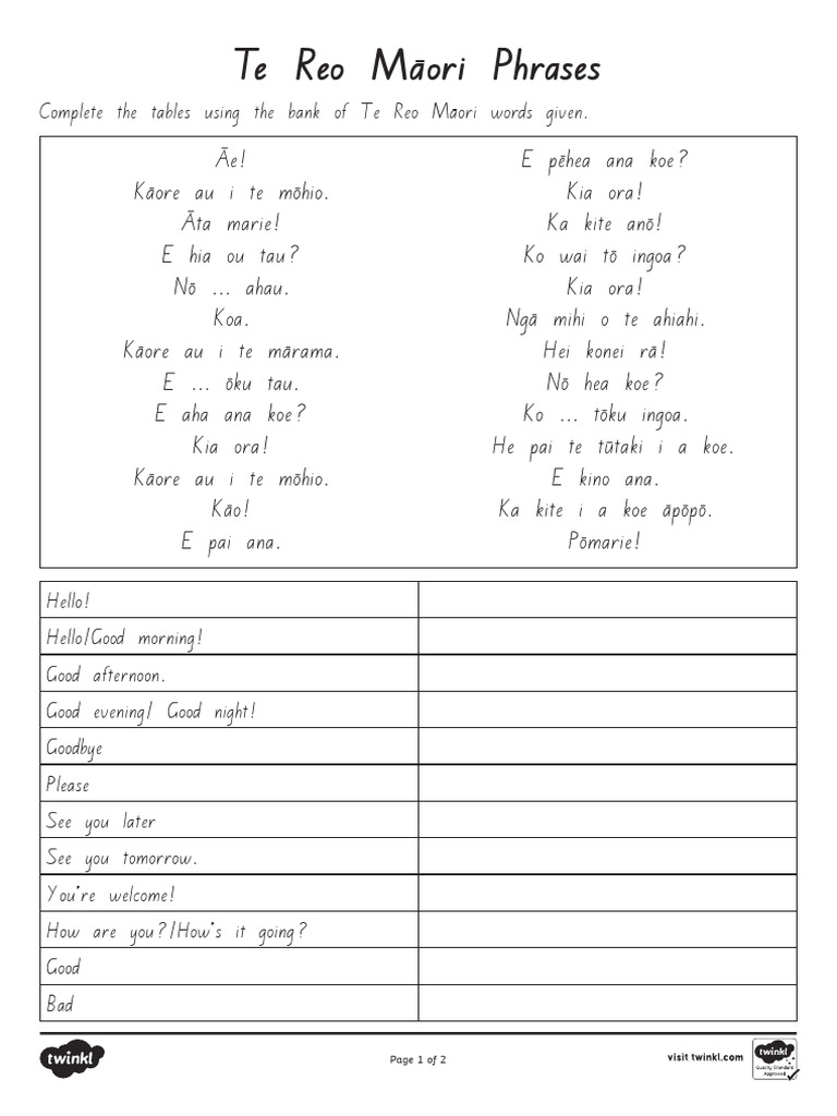 nz2-l-6-te-reo-maori-phrases-activity-sheet-_ver_1 | PDF | Polynesia ...