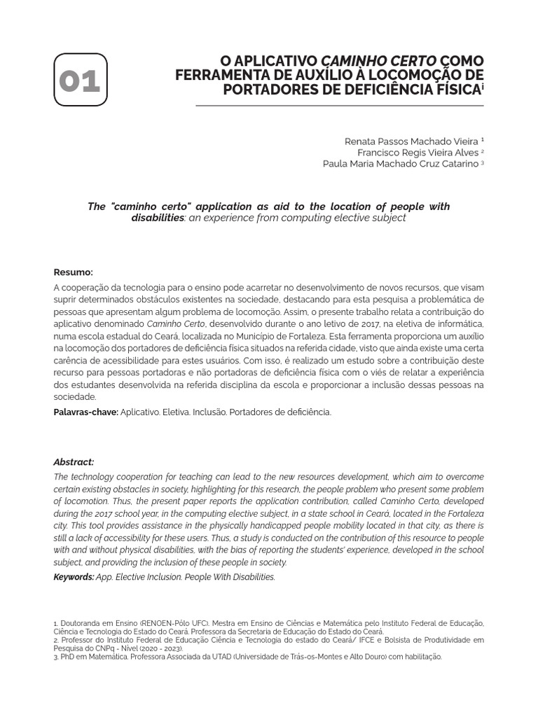 O Aplicativo Caminho Certo Como Ferramen | PDF | Acessibilidade | Aprendizado