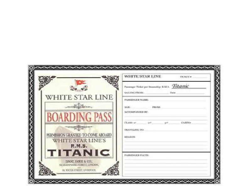 Titanic Boarding pass Type 2 | PDF
