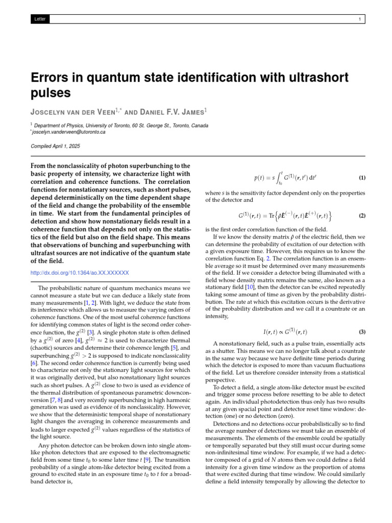 Quantum State Identification Errors | PDF | Coherence (Physics) | Photon