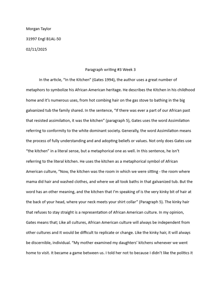 Paragraph writing #3 week 3 | PDF