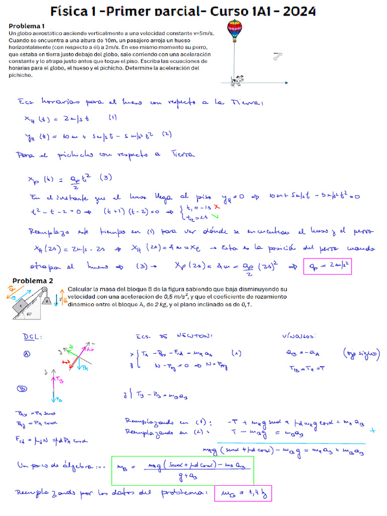 PRIMER PARCIAL RESUELTO FISICA I | PDF