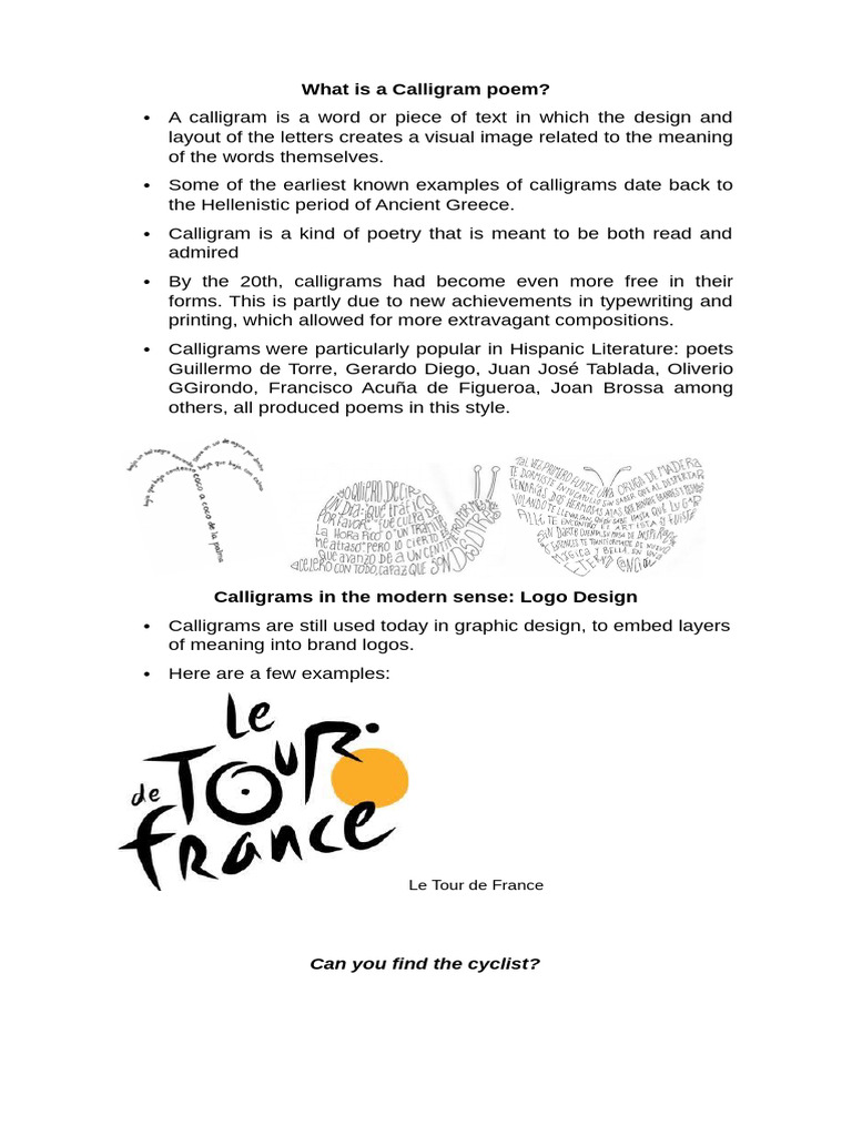 What Is A Calligram Poem 9° | PDF