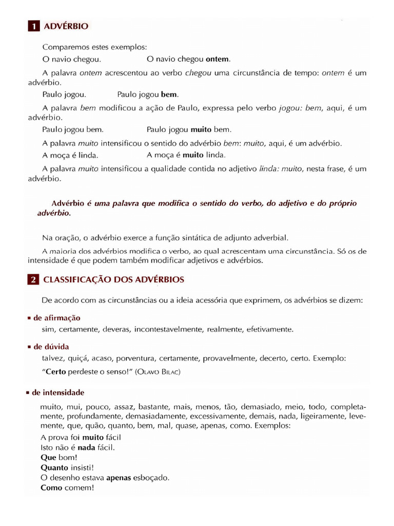 Advérbios - Revisão | PDF