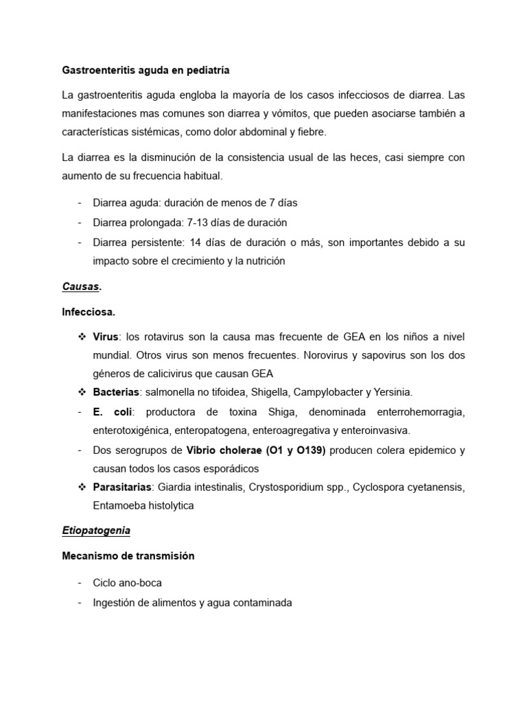 Gastroenteritis aguda en pediatría 2 | PDF | Diarrea | Especialidades ...