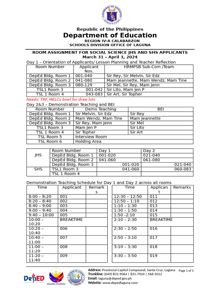 Room Assignment Demo HRMPSB | PDF | Public Administration | Social ...