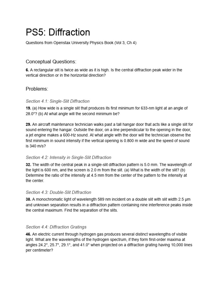 PS5 - Diffraction | PDF