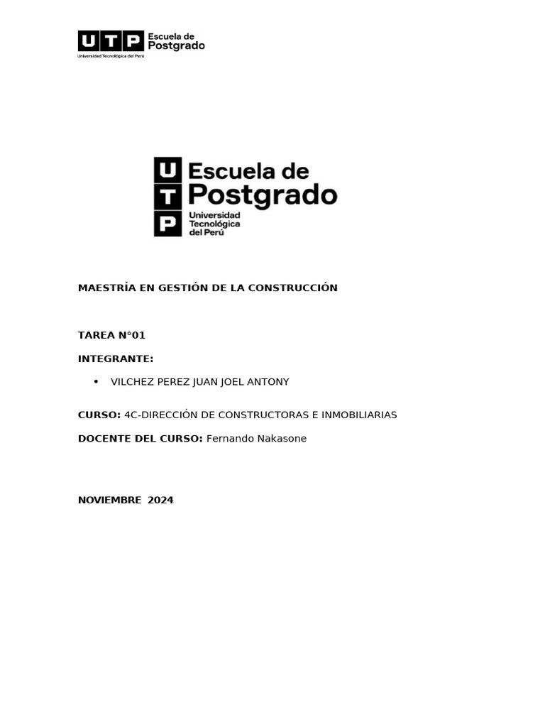 JUAN_VILCHEZ_TAREA N°01 | PDF | Calidad (comercial) | Business