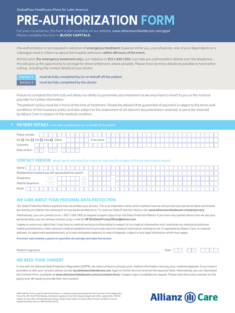 Pre-Authorization Request Form | PDF | Informed Consent | Information ...