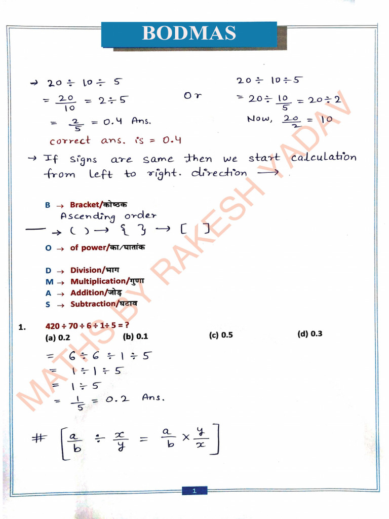 BODMAS Notes 04-01 | PDF