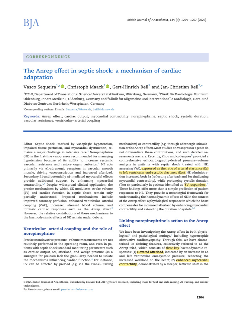 The Anrep Effect in Septic Shock, A Mechanism of Cardiacadaptation 2025 ...