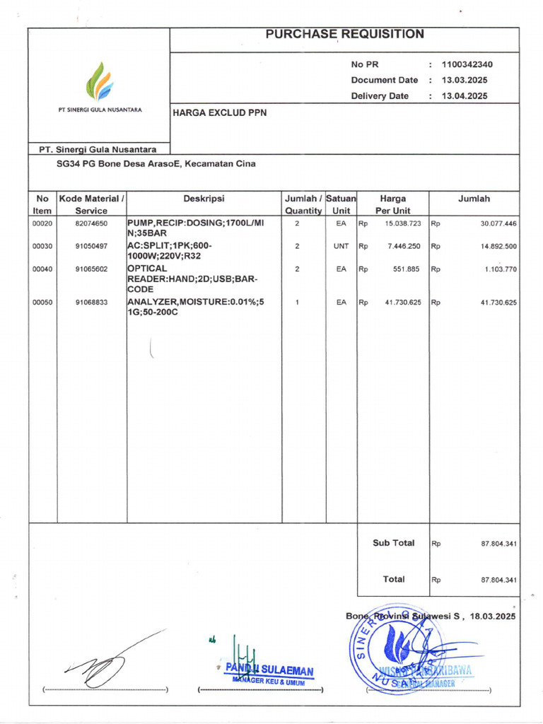 Pr Pengadaan Peralatan Laboratorium Ari Divisi Qa Pg Bone Tahun 2025 | PDF